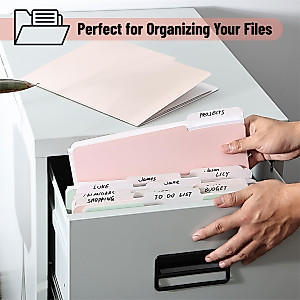 Mr. Pen File Folders, 18 Pack, Morandi Colors, 1/3-Cut Tab, Letter Size, Durable Paper Folders, Office Supplies