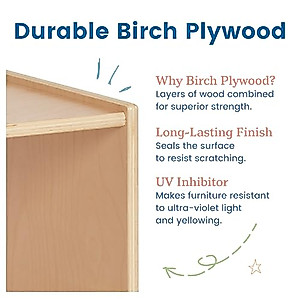 ECR4Kids Book Caddy with Shelf, Bookshelf with Storage, Natural