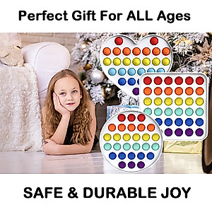 3 Pack Hard Shell Push Pop Push Pops fidgets Packs Squishy`s Sensory Fidget Toys Bubble Fidget,Pop Sound,Fidget Poppers Anxiety Stress Reliever,BPA-Free Popping Bubble Toys,Circle,Square,Heart