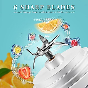 Portable Blender, Personal Blender for Shakes and Smoothies - USB Rechargeable 20oz Mini Blender with 6 Blades and ToGo Cup for Sports Travel Gym
