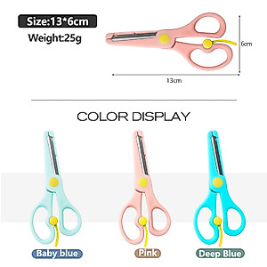 ANJOBIBI,Safety Craft Scissors For Kids 3-Pack,Preschool Training Scissors,Ergonomic Handle Perfect for Paper Cutting-2.0 (Pink+ Baby blue+ Deep Blue)