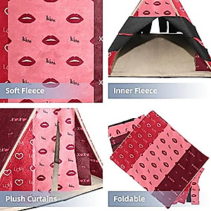 Y-DSIWX Guinea Pig House Bed, Rabbit Large Hideout, Small Animals Nest Hamster Cage Habitats Valentine's Day Pattern