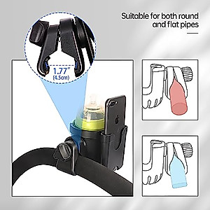 YUSOUWEY Stroller Cup Holder (2 in 1, with Phone Holder), Stability and Convenience Make Your Life Easier, Anti-Slip Clip, 360° Rotating, Suitable for Baby Strollers, Walkers, Shopping Carts