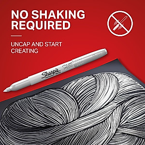 SHARPIE Metallic Permanent Markers, Fine Point, Silver, 12 Count