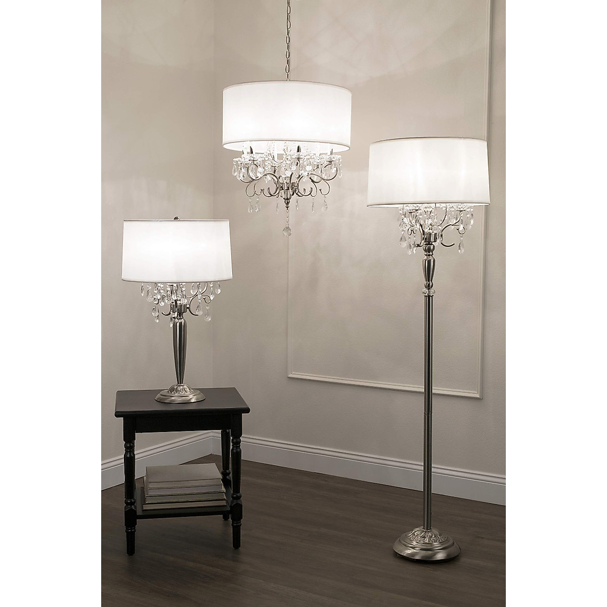 OK Lighting OK-5109F OK-5109f Crystal Silver Floor Lamp, 17" x 17" x 62"