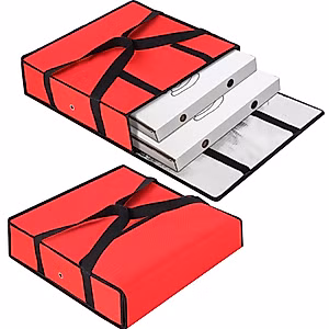 Mifoci 2 Pcs 20 x 20 x 6 Insulated Pizza Delivery Bag Pizza Warmer Bags Pizza Carrier Insulated Bags Hold 2-16" or 18" Pizza Boxes, for Catering Food Delivery, Restaurants, Cookouts (Red)
