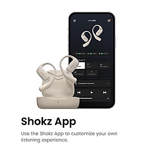 SHOKZ OpenFit - Open-Ear True Wireless Bluetooth Headphones with Microphone, Earbuds with Earhooks, Sweat Resistant, Fast Charging, 28HRS Playtime, Compatible with iPhone & Android