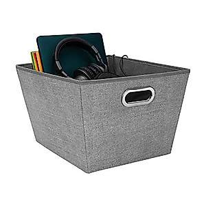 Simplify Large Grommet Bins Heather Grey Soft Storage Collection, Tote