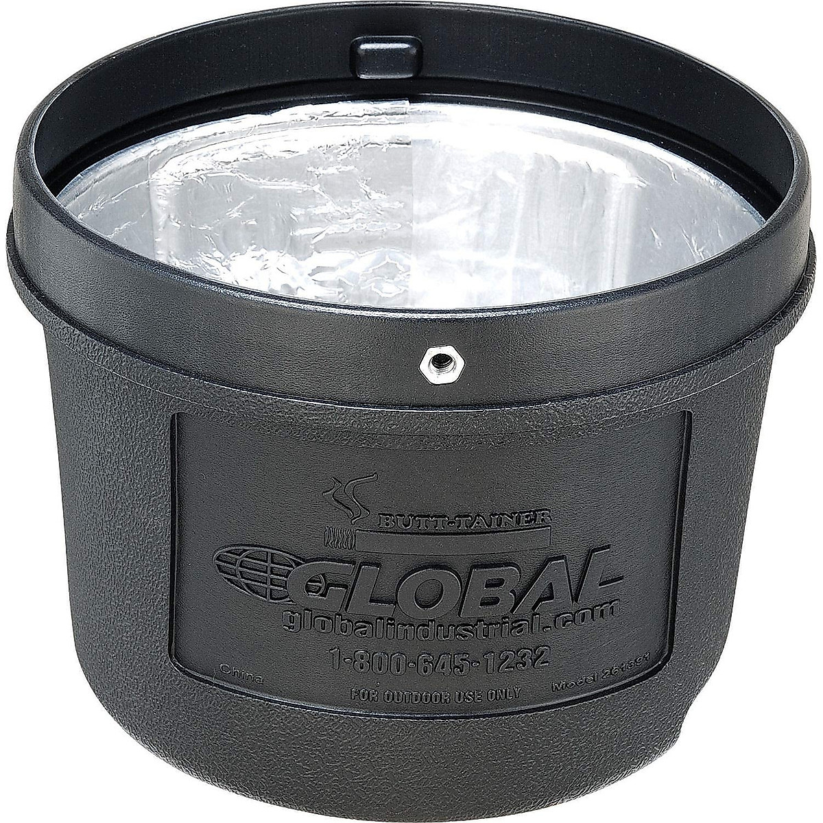 Global Industrial Black Outdoor Ashtray, 1-1/2 Gallon