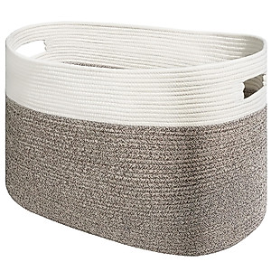 AROPEME XXXXL Large Storage Basket, 25"x13"x16" Laundry Basket for Organizing, Blanket Basket Living Room, Cotton Rope Basket with Handles, Rectangle Woven Basket, Baby Nursery Storage Bin, Brown