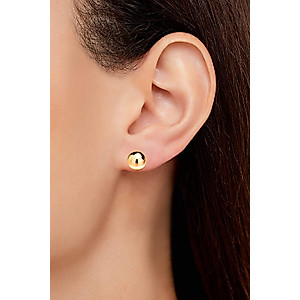 Savlano 14K Gold Ball Stud Earrings For Women - Made in Italy Comes With Savlano Gift Box (Yellow, 5mm)