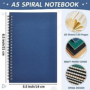 12 Pack Hardcover Spiral Notebook College Ruled A5 Spiral Journal Notebook Lined Notebooks Journals for Office School Supplies, 100 Pages/ 50 Sheets, 8.3 x 5.5 Inches