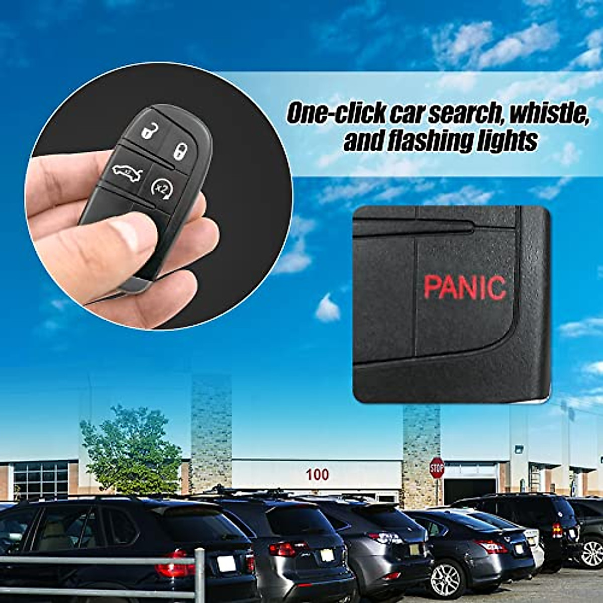 Key Fob Fits for Dodge Dart Charger Challenger 5-Button Keyless Entry Remote Control Car Key Fob, FCC ID M3N-40821302, Replace 56046759AA 56046759AB 56046759AC 56046759AD 56046759AE