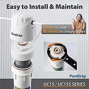 PureDrop FUC15S Replacement Filter Cartridge for UC15S Water Filter Under Sink, 16K Gallons Capacity, Replacement Filter