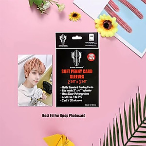 Card Sleeves 61x90mm 200PACK Photocard Protector Perfect for Double sleeving Small Japanese Sized Board Game Penny Sleeve for Sports Trading Kpo Baseball,Magic,MTG Sleeves (Clear-200pcs)