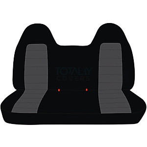 Totally Covers compatible with 1999-2004 Ford F-150 Two-Tone Truck Seat Covers (Front Solid Bench) with Molded Headrests: Black & Charcoal (21 Colors) F-Series F150