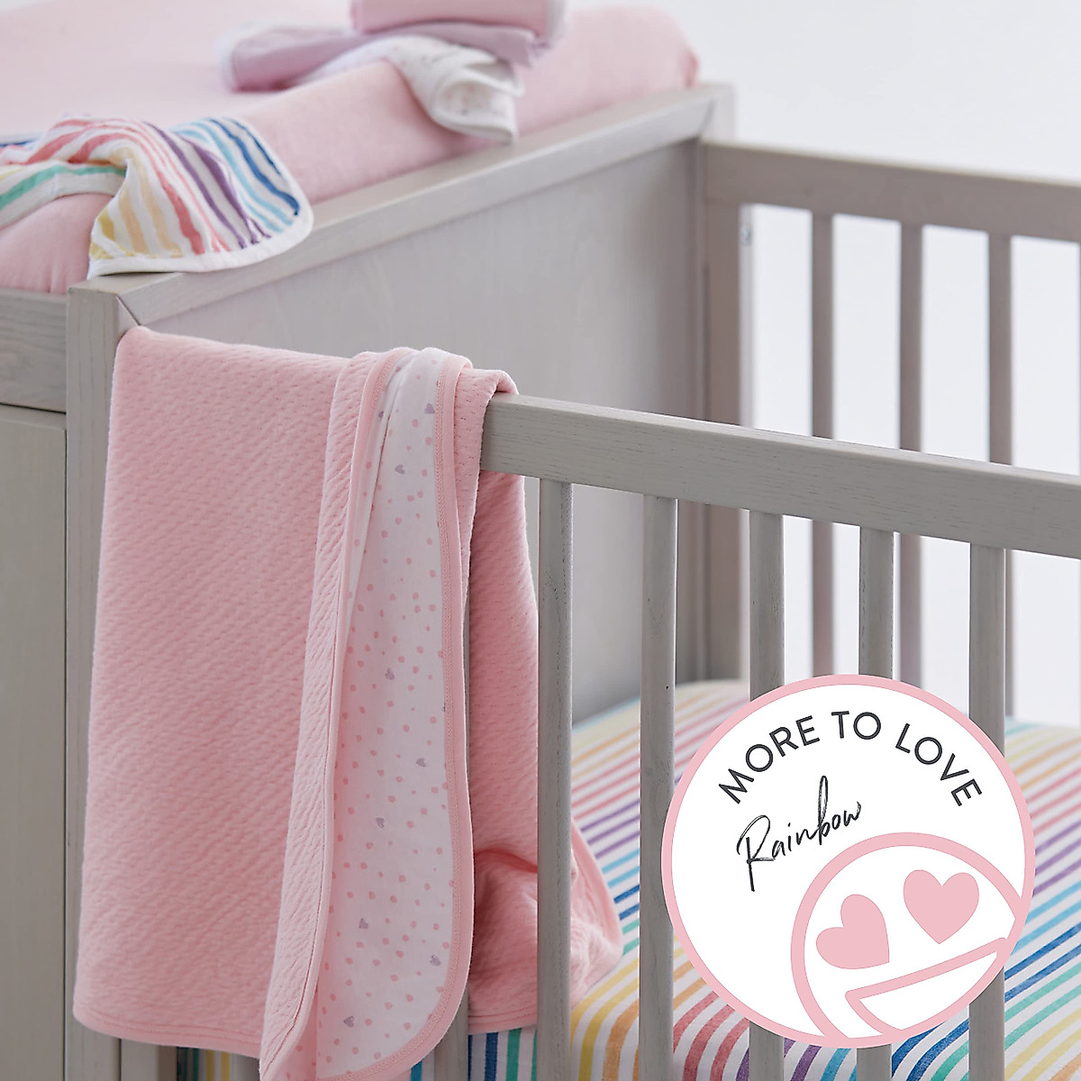 HonestBaby 2-Piece Organic Cotton Printed & Terry Changing Pad Cover Set, Rainbow Stripe, One Size (D2BDR)