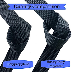 EZ-Xtend Adjustable Boat Cover Tie Down Straps w/Delrin Quick Release Buckles - Heavy Duty 1" Polyester Webbing 4500 lb Break Strength - 250 lb QR Buckle - Boat Accessories - 2 Pack (12 Feet, Black)