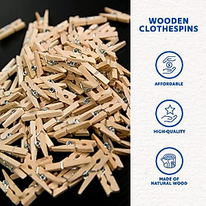 Mini Clothes Pins for Photo,Natural Birchwood, Strong Grip Tiny Clothespins,180 Pack 1 Inch Durable Wooden Small Clothes Pins,Mini Clothes Pins for Crafts, Photos,Little Baby Shower