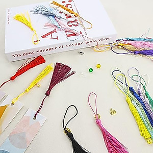 TORMEN 25 Pcs Bookmark Tassels, 5 inch Handmade Silky Soft Tassels with Cord Loops for Keychain Jewelry Making, Graduation, Sewing, DIY Craft (Blue