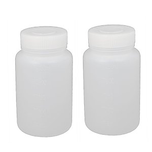 uxcell 2Pcs 250ml Plastic Wide Mouth Laboratory Reagent Bottle Sample Sealling Bottle White