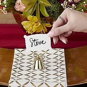 Kate Aspen Gold Kissing Bells Place Card/Photo Holder, Set of 24