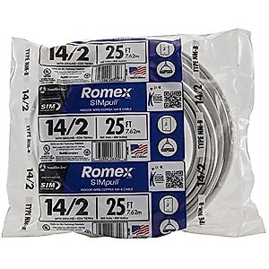 Woods 28827421 14/2 NMB W/G 25' Wire, 25 Feet, Foot