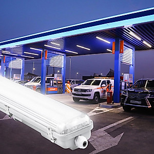BRILLIHOOD 4Ft LED Vapor Tight Light Fixtures, 48W, 4200LM, 6000K Bright White, Clear Cover, IP65 Waterproof Vapor Proof Lights for Car Wash, Garage, Walk in Freezer, Indoor Outdoor Lighting, 8-Pack