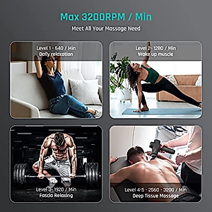 Mebak 3 Massage Gun Deep Tissue Massager for Pain Relief Neck Back Body Relaxation, Super Quiet Portable Electric Percussion Massage Black