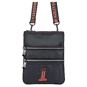 Harley-Davidson Women's Rubber #1 Logo Crossbody Sling Purse - Black/Rust