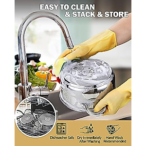 Cook N Home Sauce Pot Stainless Steel Stockpot with Glass Lid, Basic Saucier Casserole Pan Set, 6-Piece