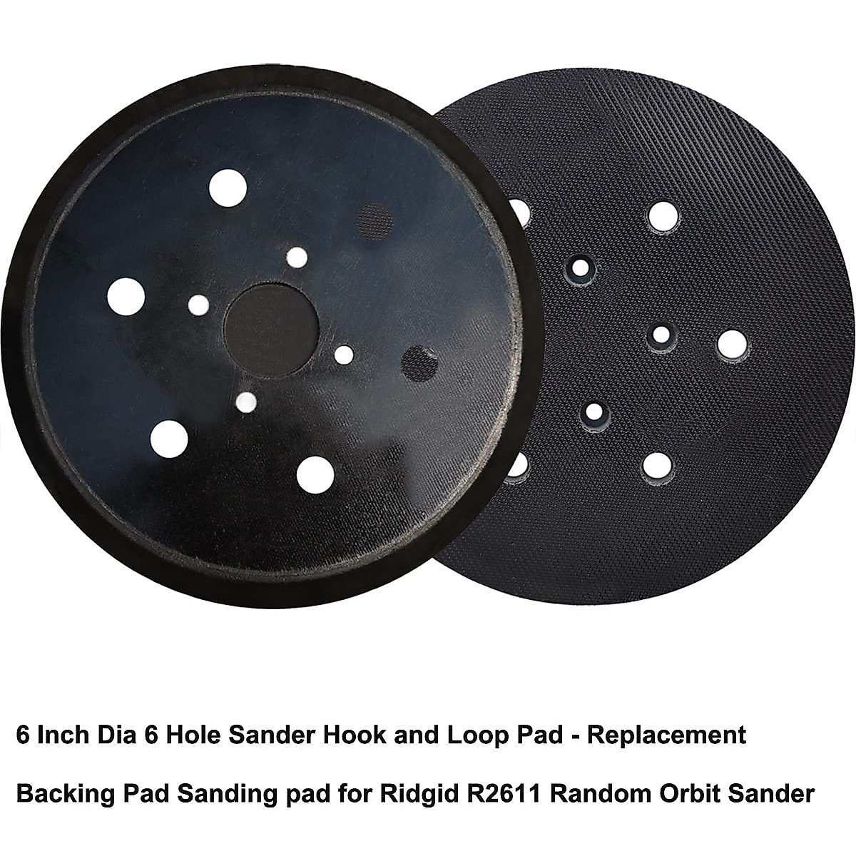 6 Inch Dia 6 Hole Hook and Loop Sander Pad - Replacement Backing Pad Sanding pad for Ridgid R2611 Random Orbit Sander