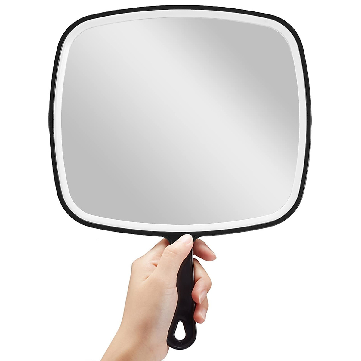 OMIRO Hand Mirror, Extra Large Black Handheld Mirror with Handle, 12.4" L x 9" W
