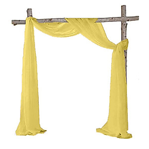 SFN SKY Yellow 100% Chiffon Arch Ceremony Backdrop 30" x 6 Yards for Wedding Arch Door/Home Canopy Bed Curtains - Long Sheer Window Topper Valances/Bedroom Tablecloth(Yellow)