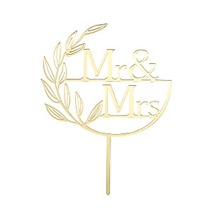 Mr and Mrs Cake Toppers，Cake Toppers for Wedding，Mirrored Gold Acrylic， Bride and Groom Cake Toppers，Wedding, Bridal Shower, Engagement, Anniversary Cake Decorations。