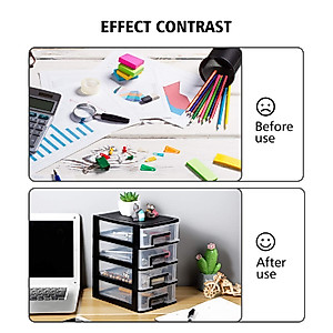 4 Drawer Desktop Storage Organizer,Plastic Containers Storage Organizer Dresser Organizer Home Dresser (Black and Transparent)