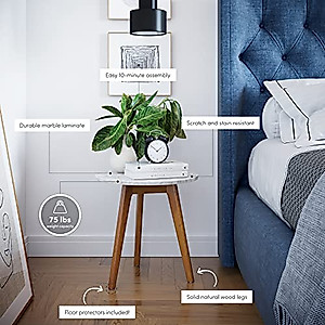 Nathan James Amalia Solid Wood Legs Accent End or Side Table, Dark Brown