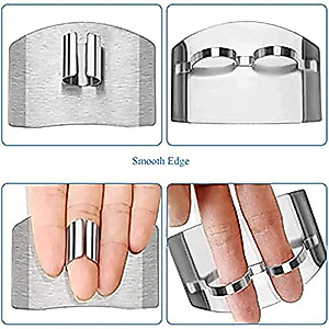 HAGUAN Finger Guards for Cutting, Finger Protector for Cutting Food, Stainless Steel Finger Guards for Cutting, Finger Guards for Cutting Vegetables, Kitchen Cooking Tools (Two Fingers-3pcs)