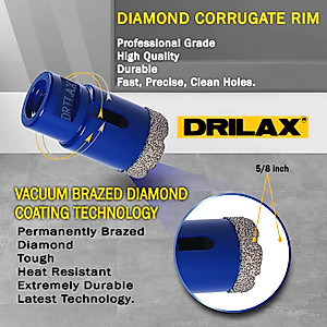 Diamond Hole Saw for Angle Grinders Masonry Concrete Granite Quartz Porcelain Ceramic Tile Hole Saw Brick 5/8"-11 Threaded Connection Heavy Duty Diamond Core Hole Saw Dry (1-1/4 inch)