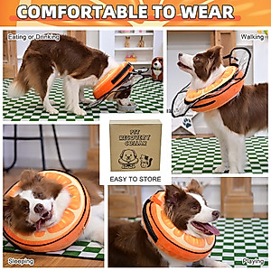 KOOLTAIL Inflatable Dog Cone Collar, Protective Dog Recovery E Collar for Medium Large Dogs After Surgery, Soft Adjustable Dog Neck Donut Cone with Enhanced Anti-Licking Does Not Impede Vision, L