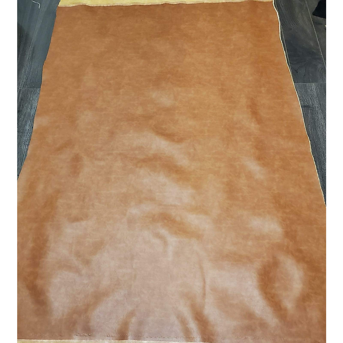 NAT Leathers | British Tan Two Tone Soft Faux Leather Upholstery Fabric (Peta Approved Vegan) | Synthetic PU Pleather 0.9mm Cut by The Yard | Mid Brown 1 Yard (36"x54")