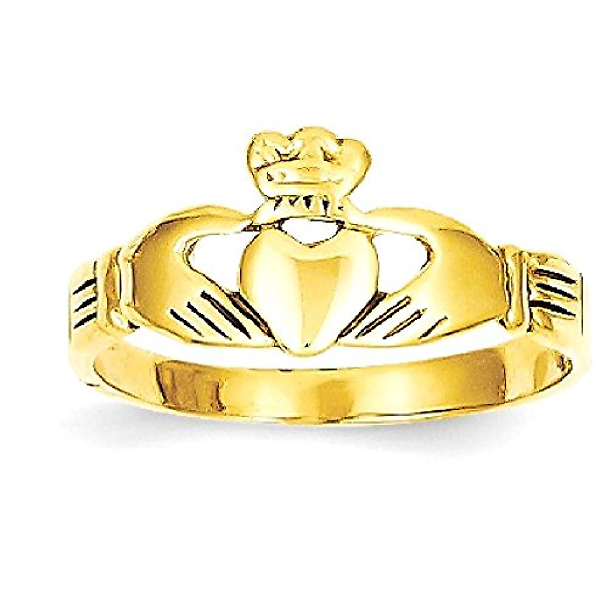 14K Yellow Gold Irish Heart Love Claddagh Ring Size 3
