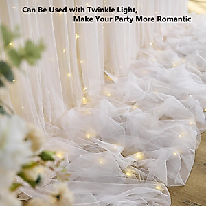 Wrinkle Free Champagne Tulle Backdrop Curtains for Baby Shower Party Wedding Photo Drape Backdrop for Photography Props Engagement Bridal Shower 5 ft X 7 ft