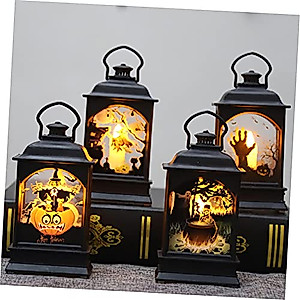 Mini Candle Battery Lantern Outdoor Lantern Ghost Festival Party Decoration LED Lights for Halloween Fall Snow Globe Festival Party Ornament Pattern Light Flame Lamp Candle Light