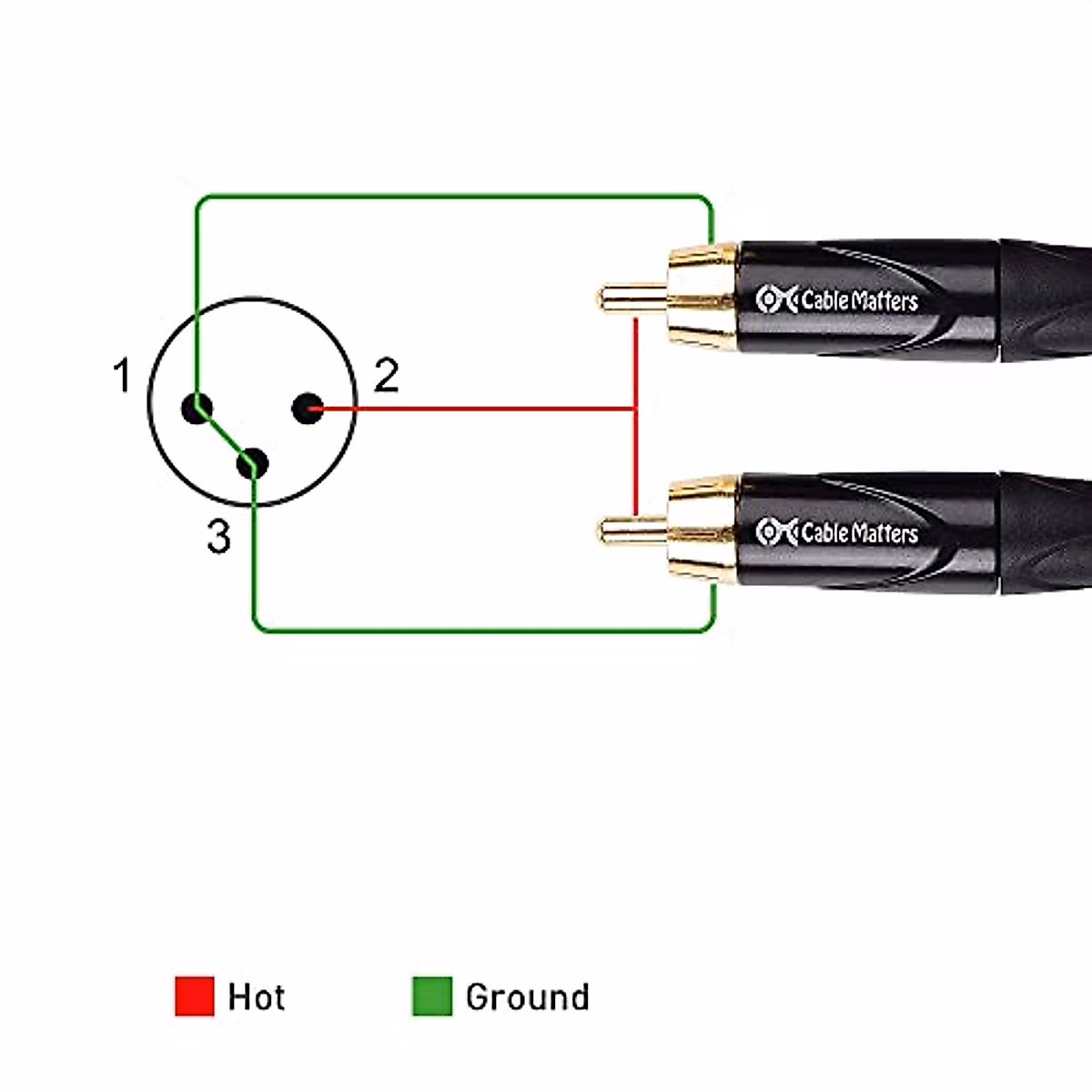 Cable Matters Dual RCA to XLR Stereo Audio Splitter Cable 10 ft / 3m (XLR to Dual RCA Splitter Adapter) in Black