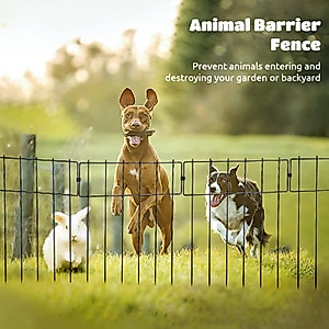 20 Pack Animal Barrier Fence: Decorative Garden Fence No Dig|Rustproof Metal Wire Fencing Border Animal Barrier for Dog Rabbits Ground Stakes Outdoor Yard Patio - Total Length 17 in(H) X 21.6 Ft(L)