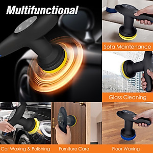 Konvixon Cordless Buffer Polisher, 4 In Mini Buffer Polisher Kit with Built-in rechargeable Battery, 19 Pcs 6 Variable Speed 6000RPM Orbital Polisher for Car Detailing, Polishing,Scratch Removing