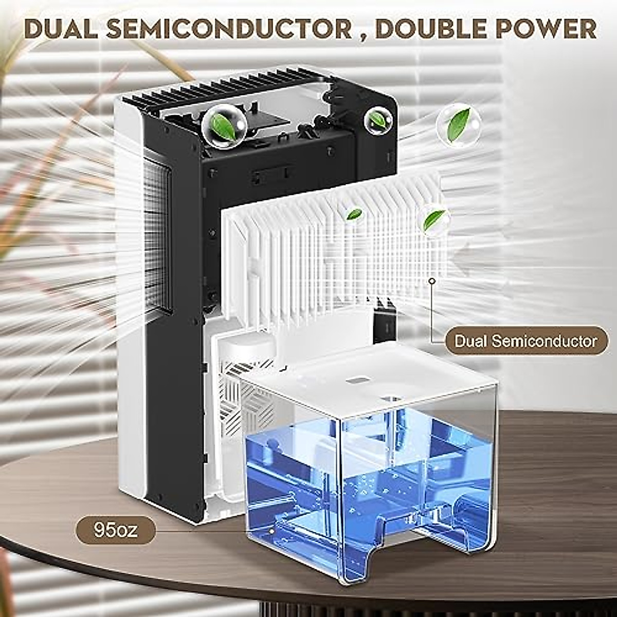 Dehumidifier, ToLife Dehumidifiers for Room, 95 OZ Water Tank, (950 sq.ft) Dehumidifiers for Basement Home Bathroom Bedroom with Auto Shut Off, 7 Colors LED Light, White