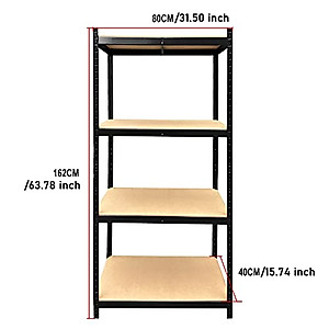 4 Tier Shelving Unit Shelf Metal Storage Shelves Metal Rack Heavy Duty Height Adjustable Commercial Grade Steel Utility Layer Shelf Rack Organizer 1411 LBS Capacity-63.78H x 31.5W x 15.74D inch,Black
