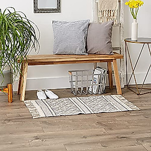 DII Woven Rugs Collection Textured Hand-Loomed with Fringe, 2x3', Gray Diamond